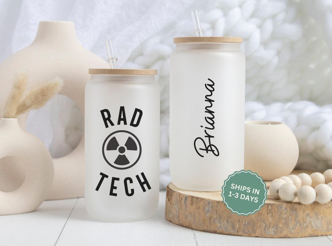 Custom Radiology Tech Tumbler, Rad Tech Gifts, Glass Iced Coffee Cup ...