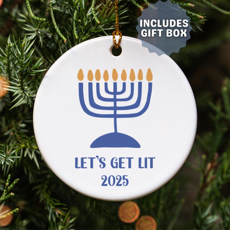 Let's Get Lit Menorah Ornament, Jewish Ornament, Hanukkah Ornament ...