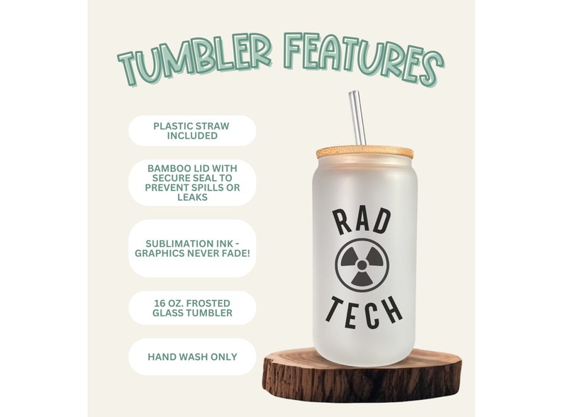 Custom Radiology Tech Tumbler, Rad Tech Gifts, Glass Iced Coffee Cup ...
