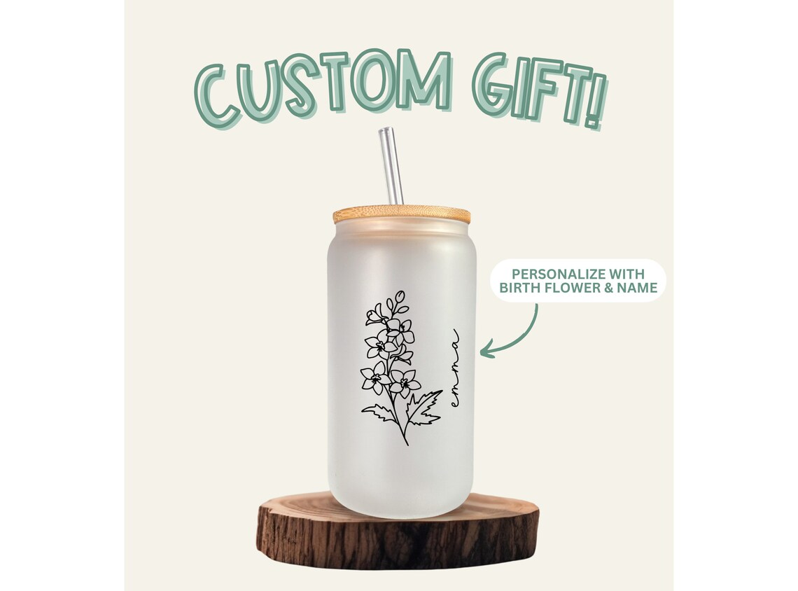 Personalized Birth Flower Coffee Cup With Name, Custom Birth Flower ...