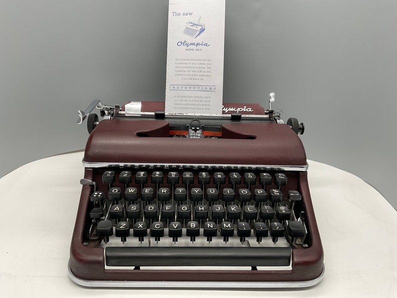 1951 Olympia SM 2 Typewriter, Dark Red/burgundy King of Typewriters ...