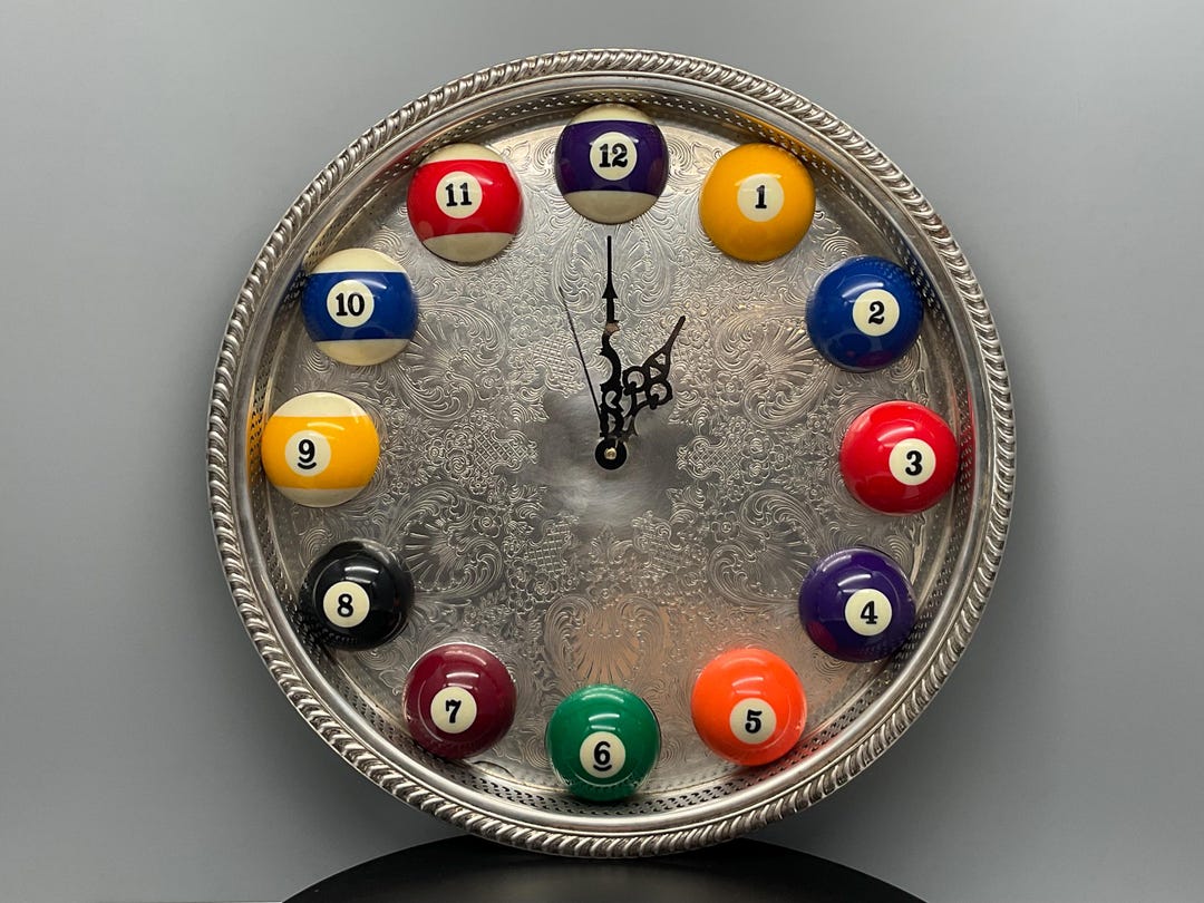 Vintage Pool Ball, Billiard Ball Clock for Mancave. Game Rooms ...