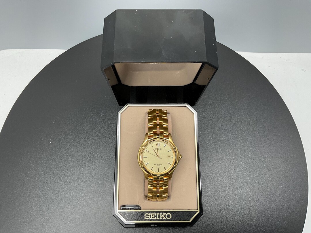 Seiko Mans Gold Watch in Original Gift Box, Water Resistant SHIPS FREE ...