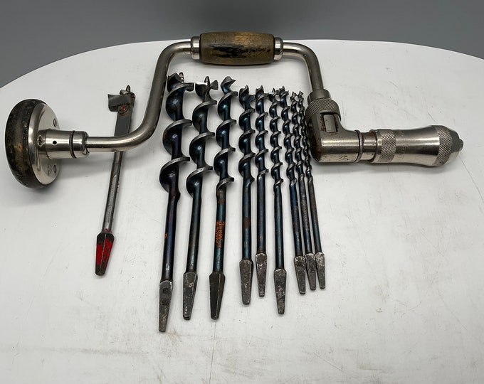 Vintage Millers Falls Co. No. 1322 10 Inch Ratcheting Bit Brace, 9 Bits ...