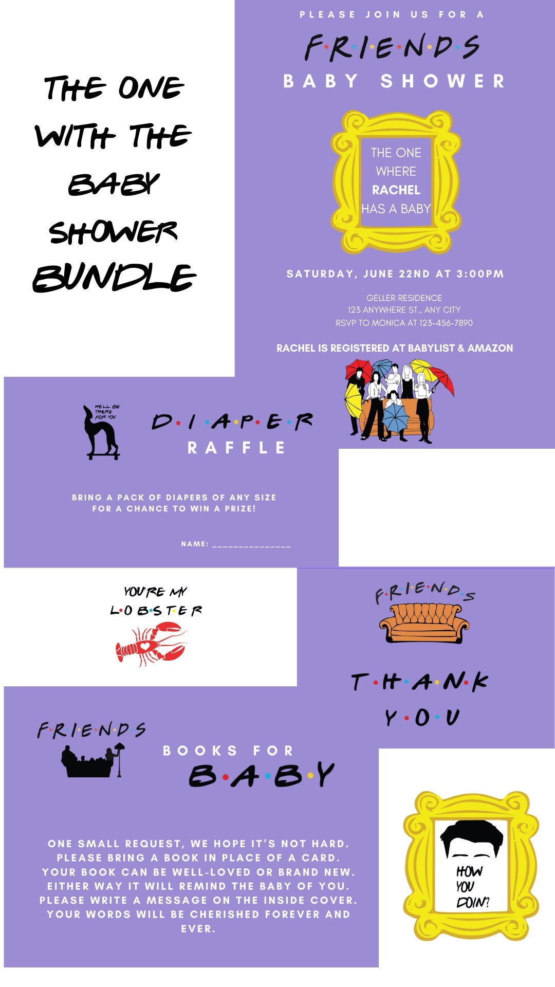 Editable Friends Baby Shower Invitation Bundle, Friends Invitation ...