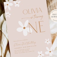 Daisy Birthday Invitation, Flower 1st Birthday Invite, Daisy Invitation ...
