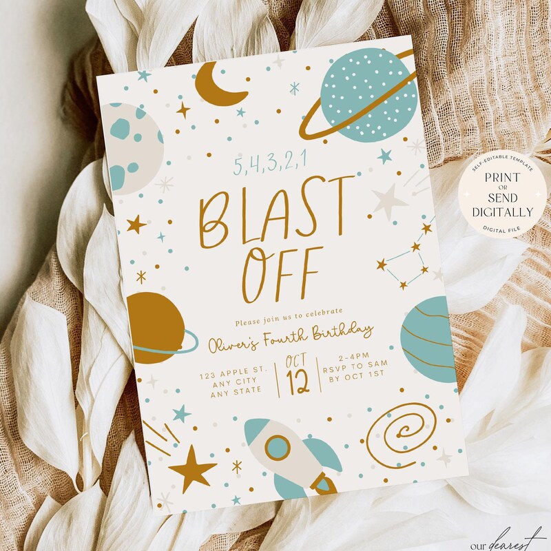 Planets Invitation - Etsy