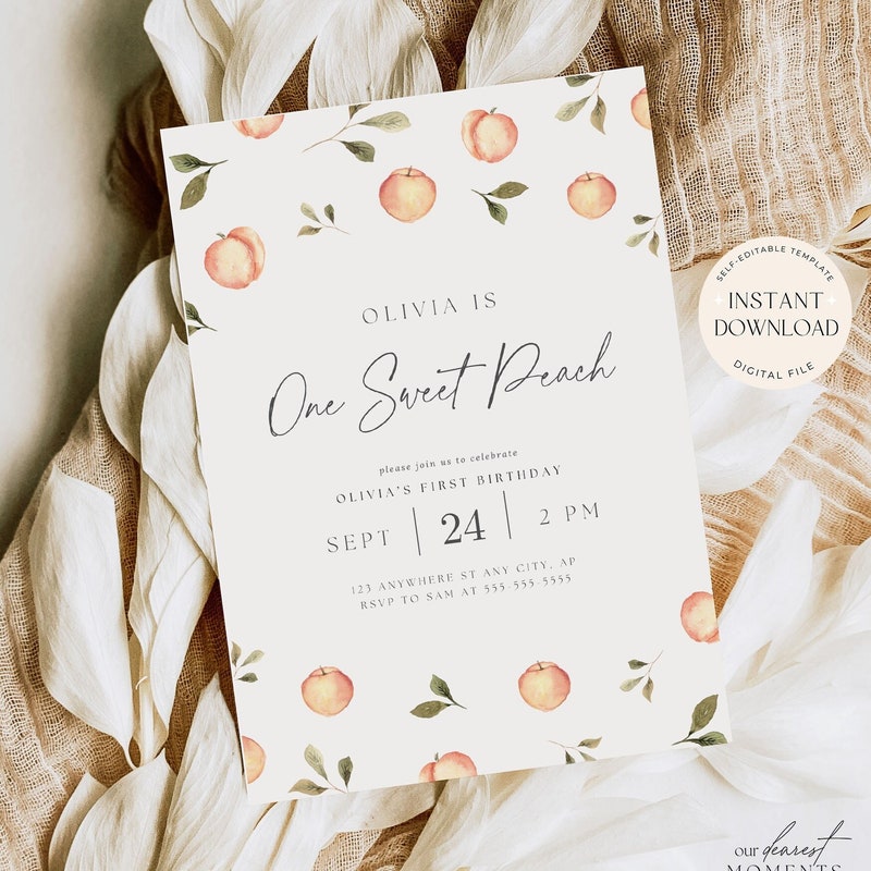 Peach Invitation - Etsy