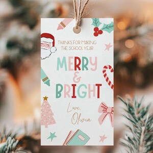 Editable Thank You Kids School Christmas Gift Tag Template Printable ...