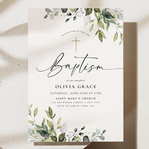Baptism Invitation Template Christening Invitation Minimalist Baptism ...