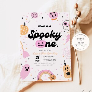 Editable Spooky One Birthday Invitation Halloween 1st Birthday Invite ...