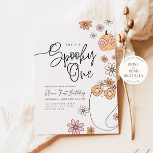 Editable Spooky One Birthday Invitation Halloween 1st Birthday Invite ...