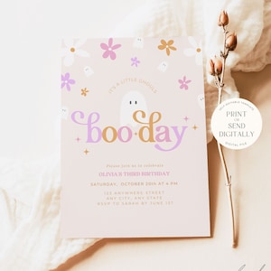 Editable Boo Day Halloween Birthday Invitation Girl Halloween Birthday ...
