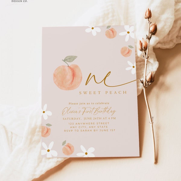 Peach Invitation - Etsy