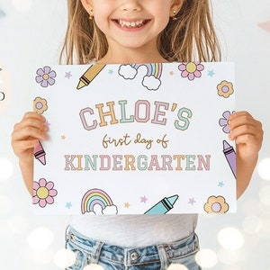 Editable First Day of Kindergarten Sign Printable First Day of K Sign ...