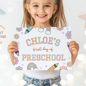Editable First Day of Preschool Sign Printable First Day of Pre-school ...
