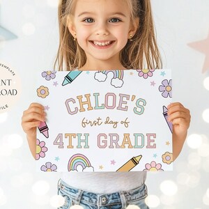 Editable First Day of 4th Grade Sign Printable First Day of Grade 4 ...