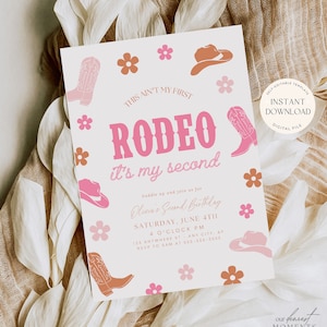 Second Rodeo Invitation Cowgirl Birthday Invite Wild West Cowgirl 2nd ...