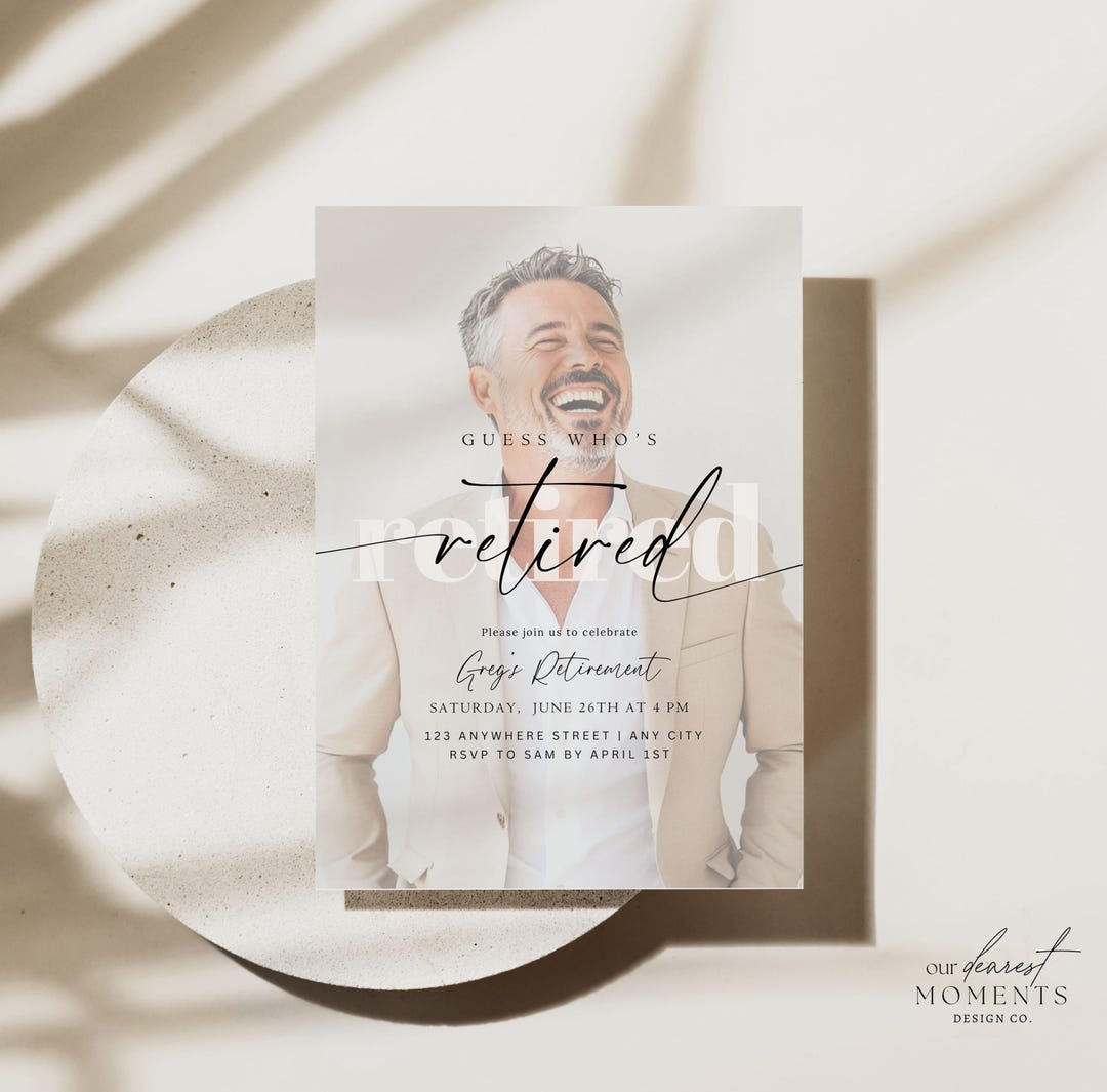 Editable Retirement Invitation Party Invite for Man Woman With Photo ...