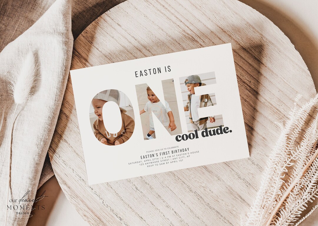One Cool Dude Birthday Invitation Template 1st Birthday Invitation for ...