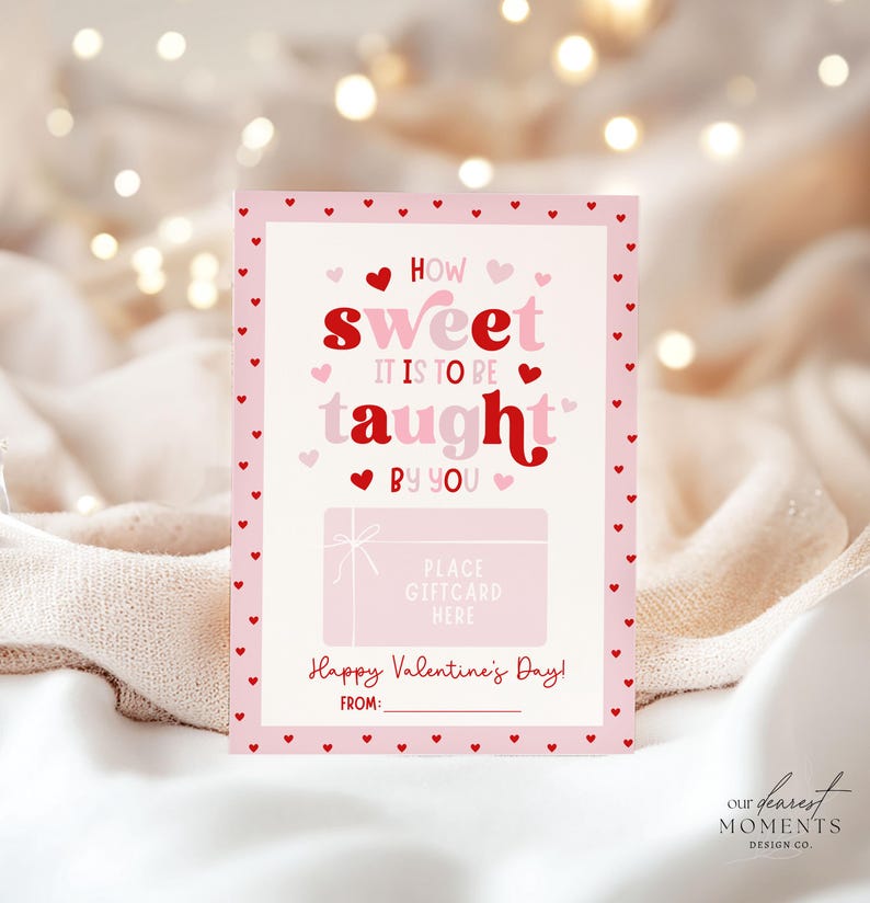 EDITABLE Valentine's Day Teacher Gift Card Holder Digital Printable ...
