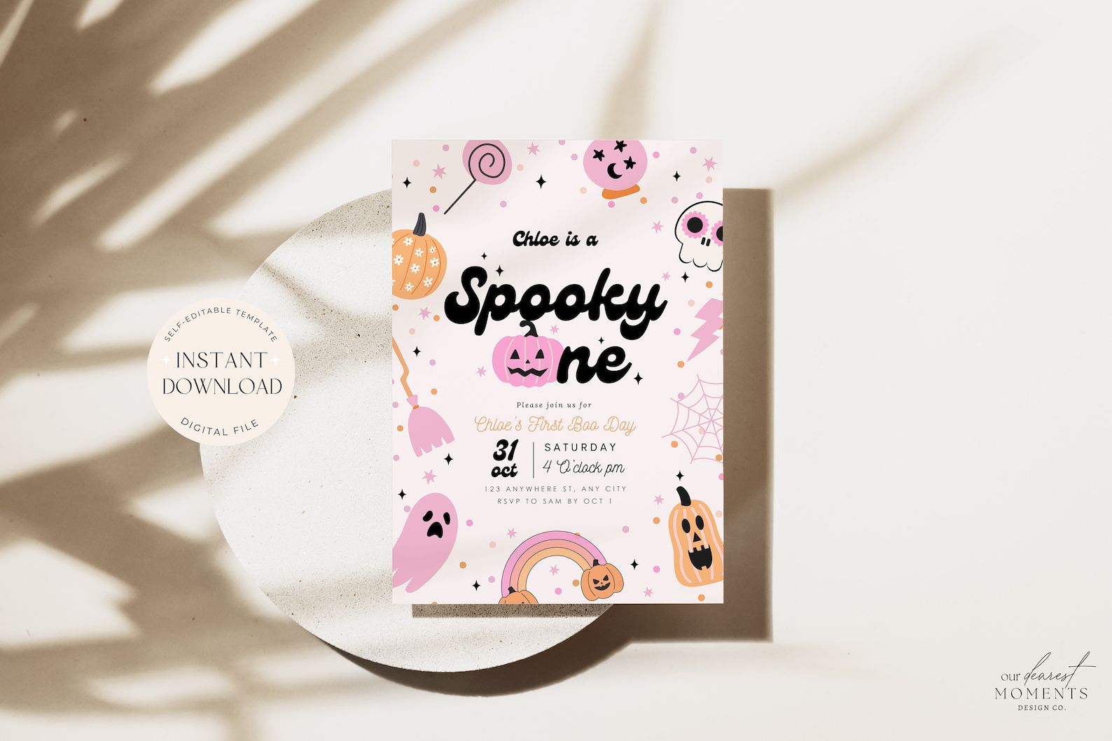 Editable Spooky One Birthday Invitation Halloween 1st Birthday Invite ...