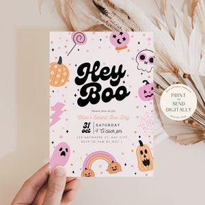 Editable Hey Boo Halloween Birthday Invitation Halloween Birthday Party ...