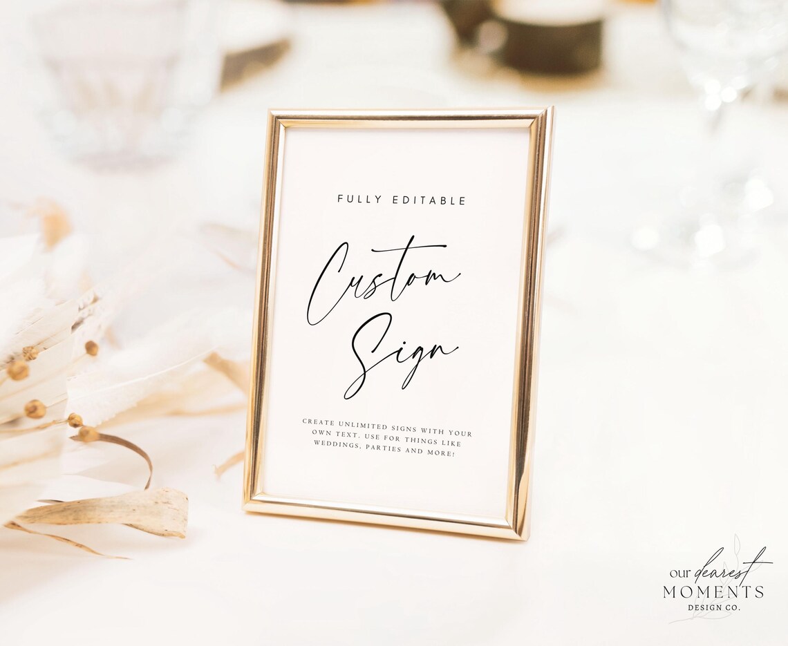 Editable Custom Table Sign Template Instant Download Printable Modern ...