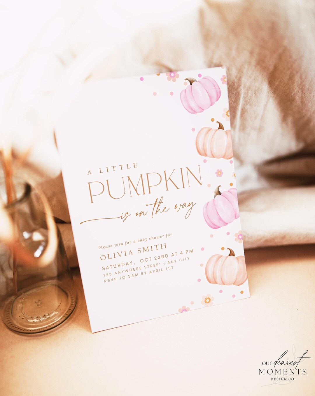 Editable Our Little Pumpkin Baby Shower Invitation Fall Baby Shower ...