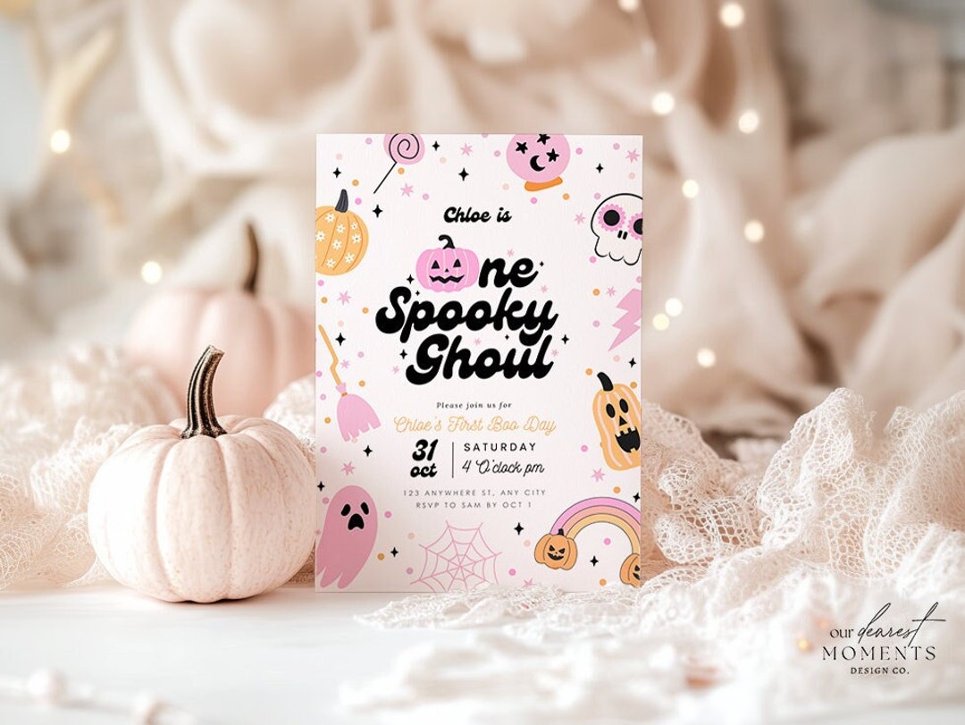 Editable Spooky One Birthday Invitation Halloween 1st Birthday Invite ...