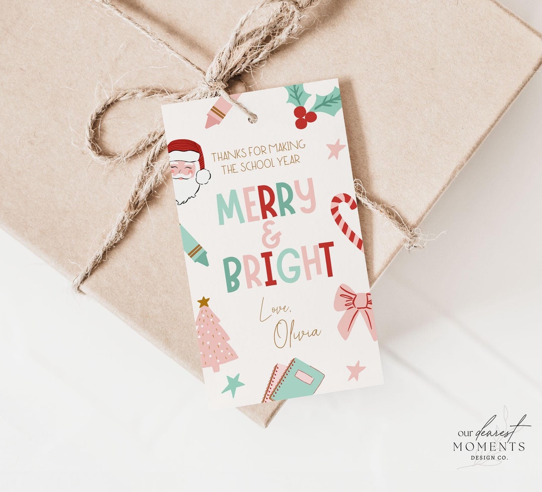 Editable Thank You Kids School Christmas Gift Tag Template Printable ...