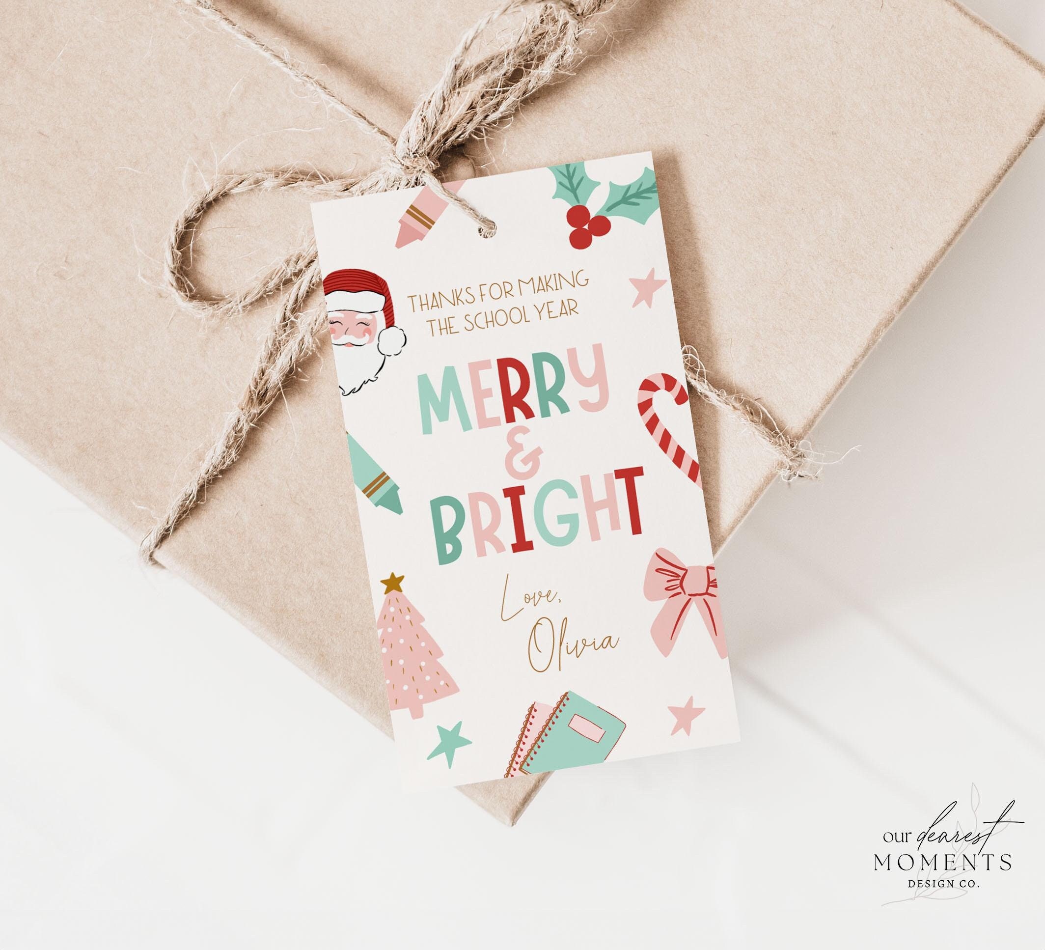 Editable Thank You Kids School Christmas Gift Tag Template Printable ...