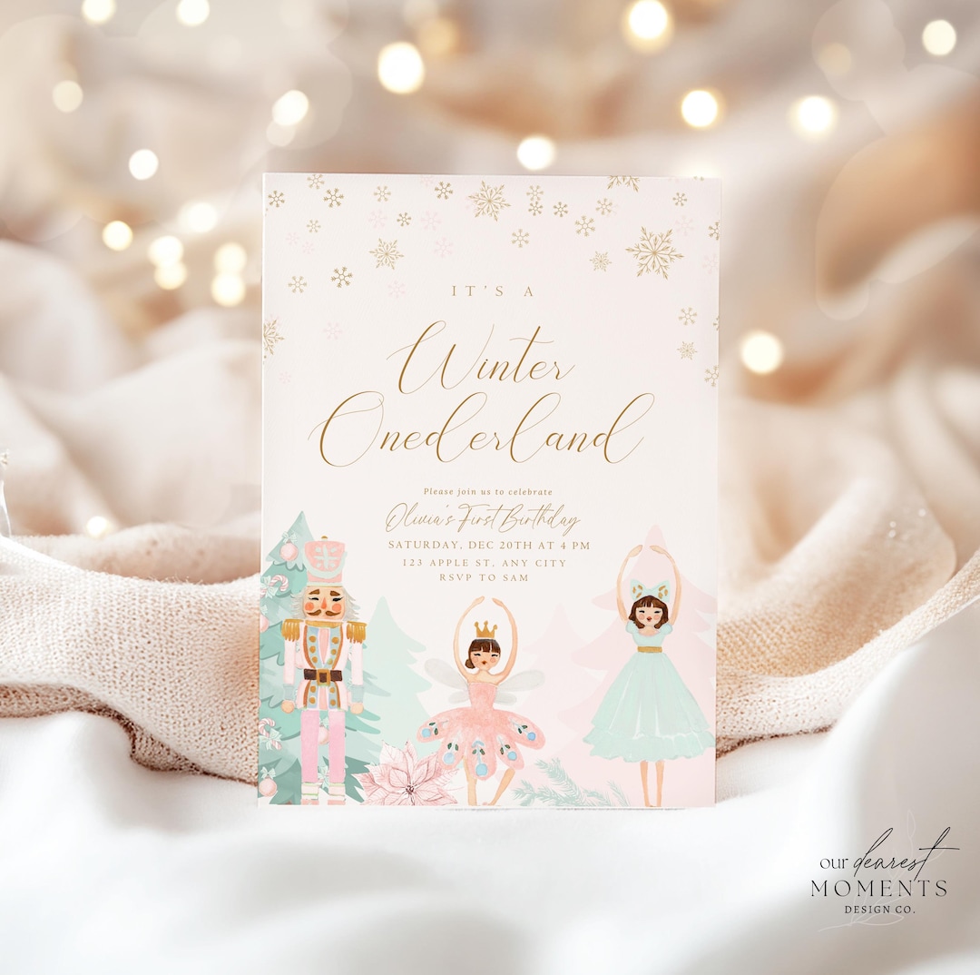 Editable Winter Onederland Nutcracker Ballet Birthday Invitation ...