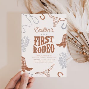 Editable First Rodeo Birthday Invitation Boy Rodeo 1st Birthday Invite ...