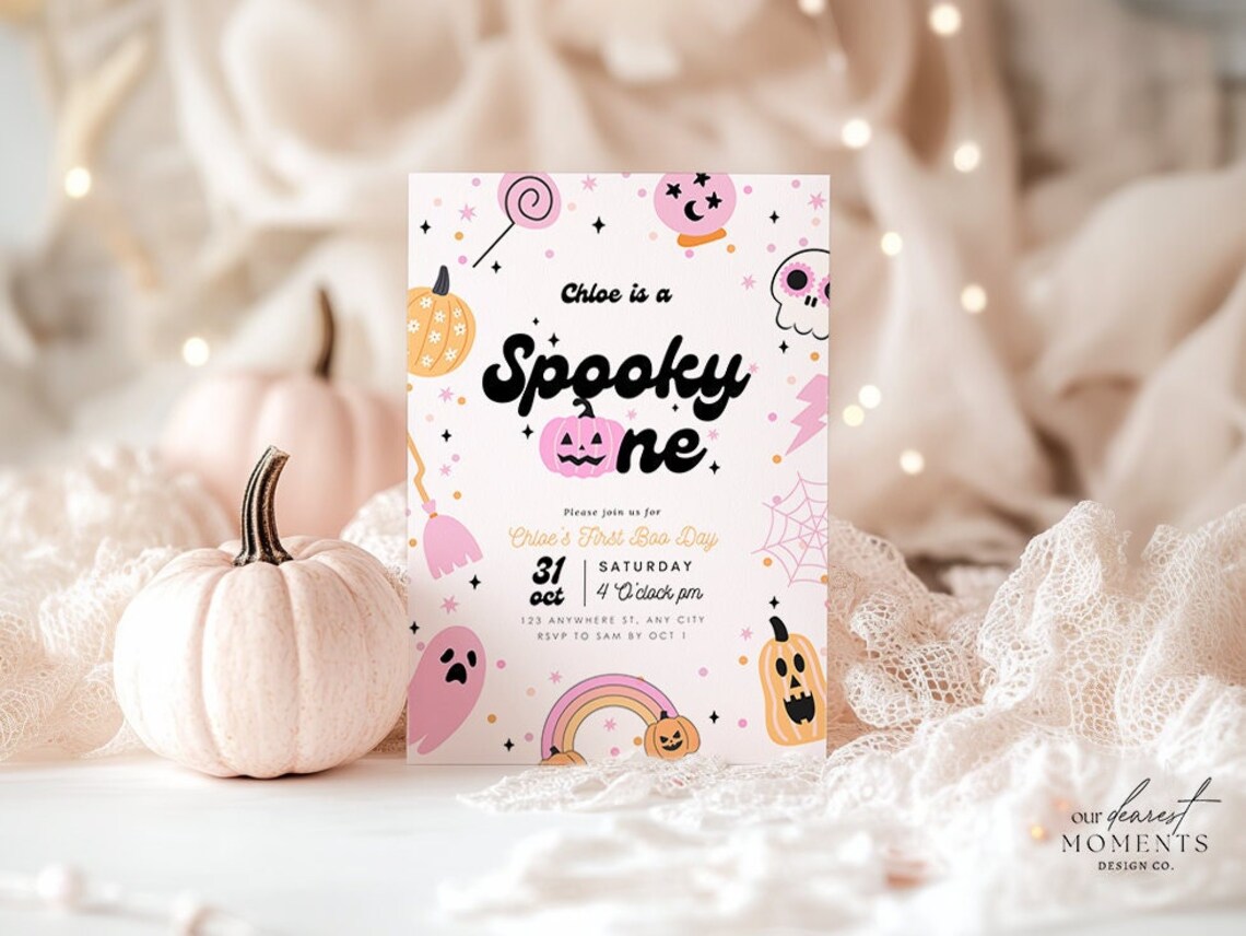 Editable Spooky One Birthday Invitation Halloween 1st Birthday Invite ...