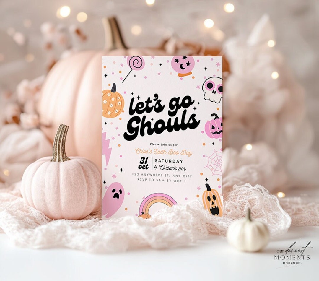 Editable Let's Go Ghouls Invitation Costume Party Invitation Halloween ...