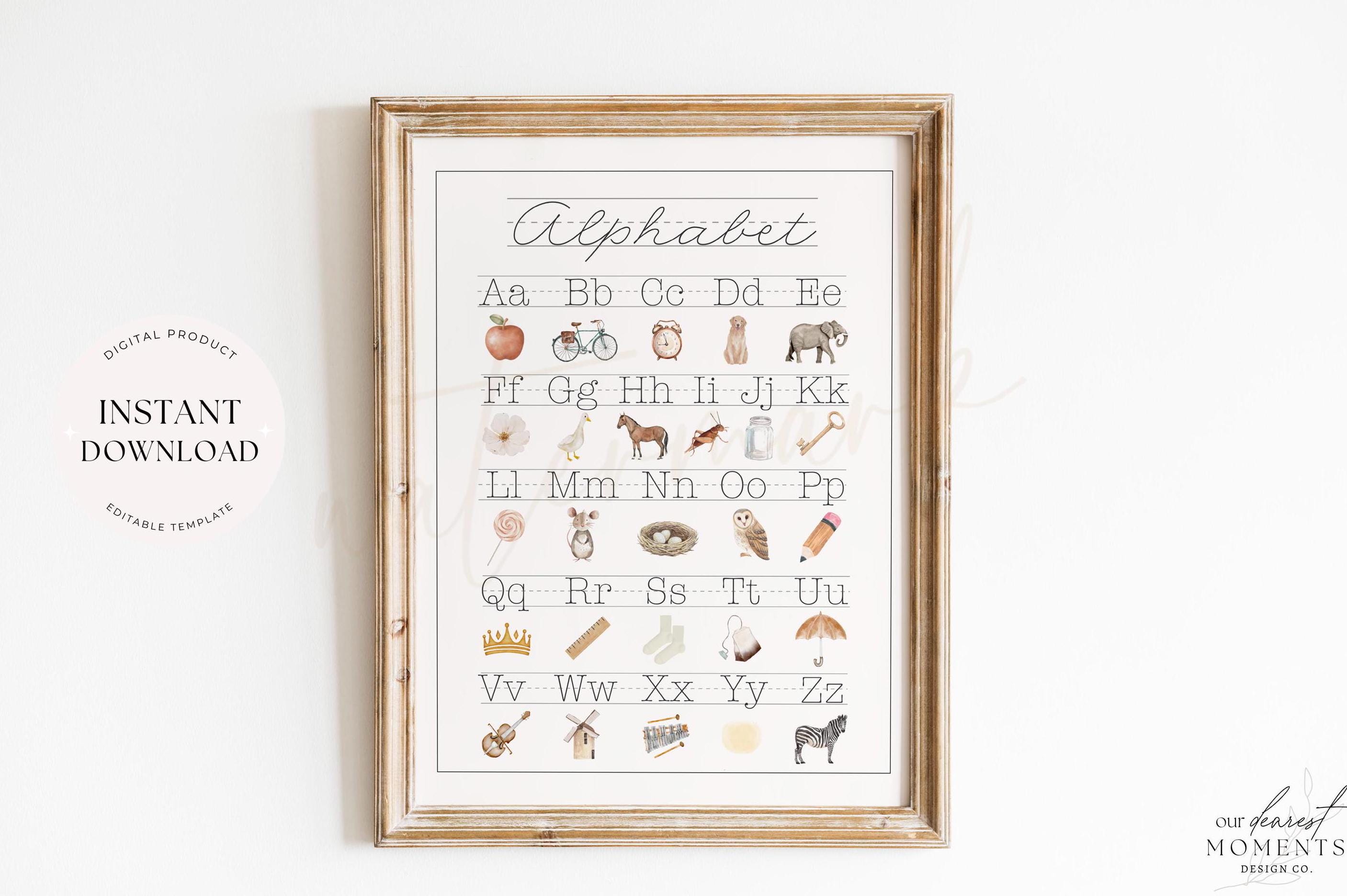 Alphabet Printable Wall Art Poster 5 Sizes ABC Sign Classroom Digital ...