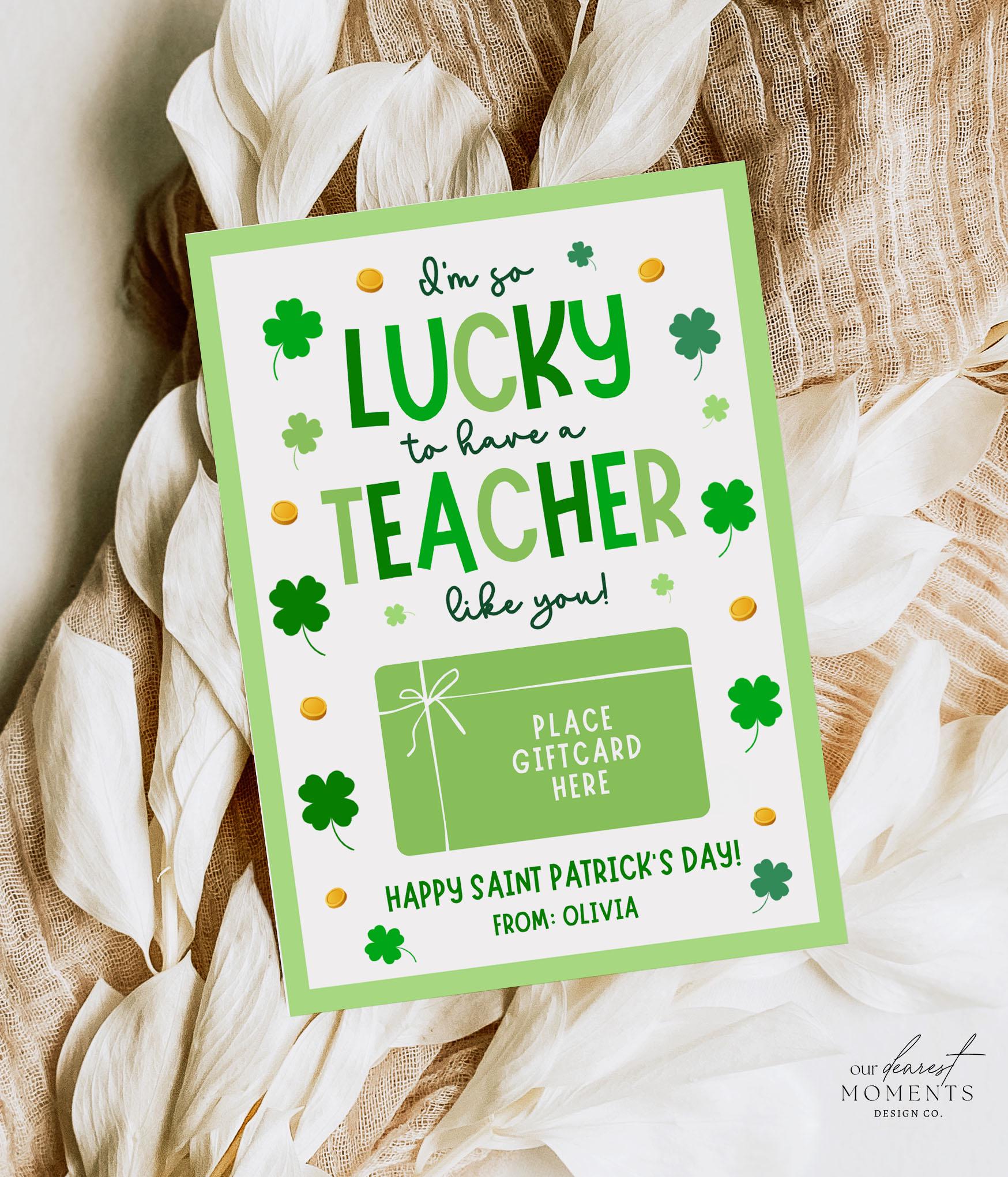 EDITABLE Saint Patrick's Day Teacher Gift Card Holder Digital Printable ...