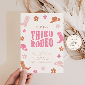 Third Rodeo Invitation Cowgirl Birthday Invite Wild West Cowgirl 3rd ...