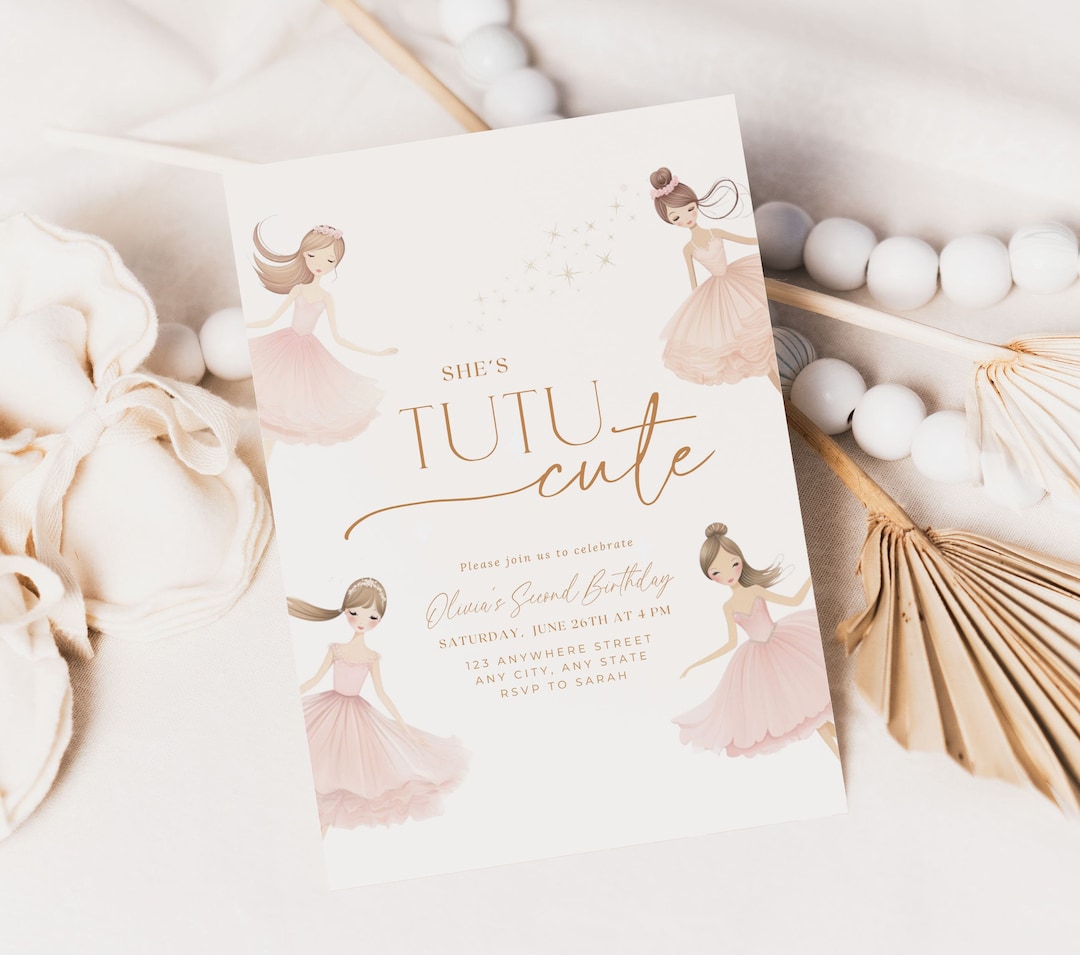 Tutu Cute Birthday Invitation Second Birthday Invitation Boho Tutu Cute ...