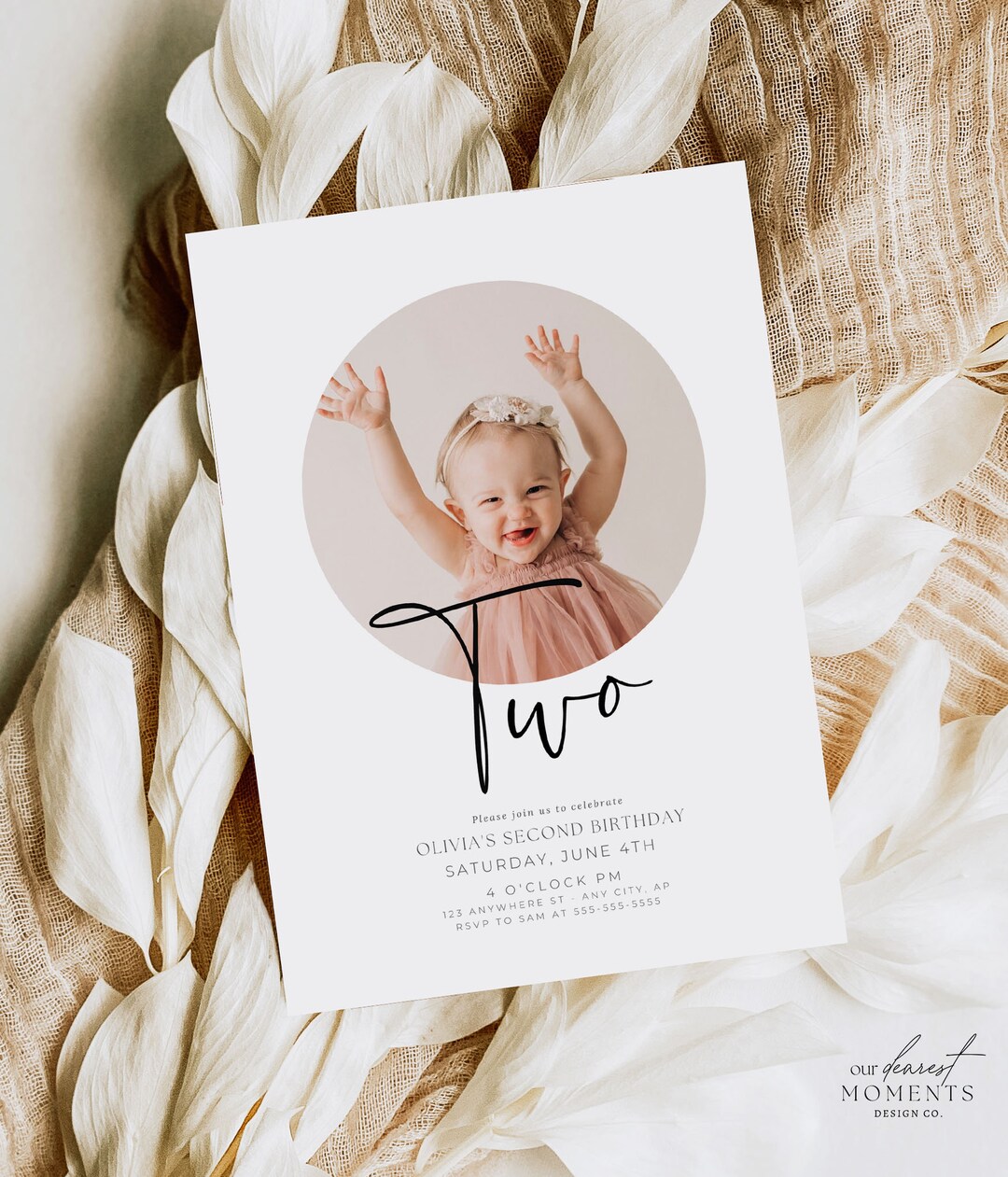 Second Birthday Invitation 2nd Birthday Party Invite Boho Two Year Old ...