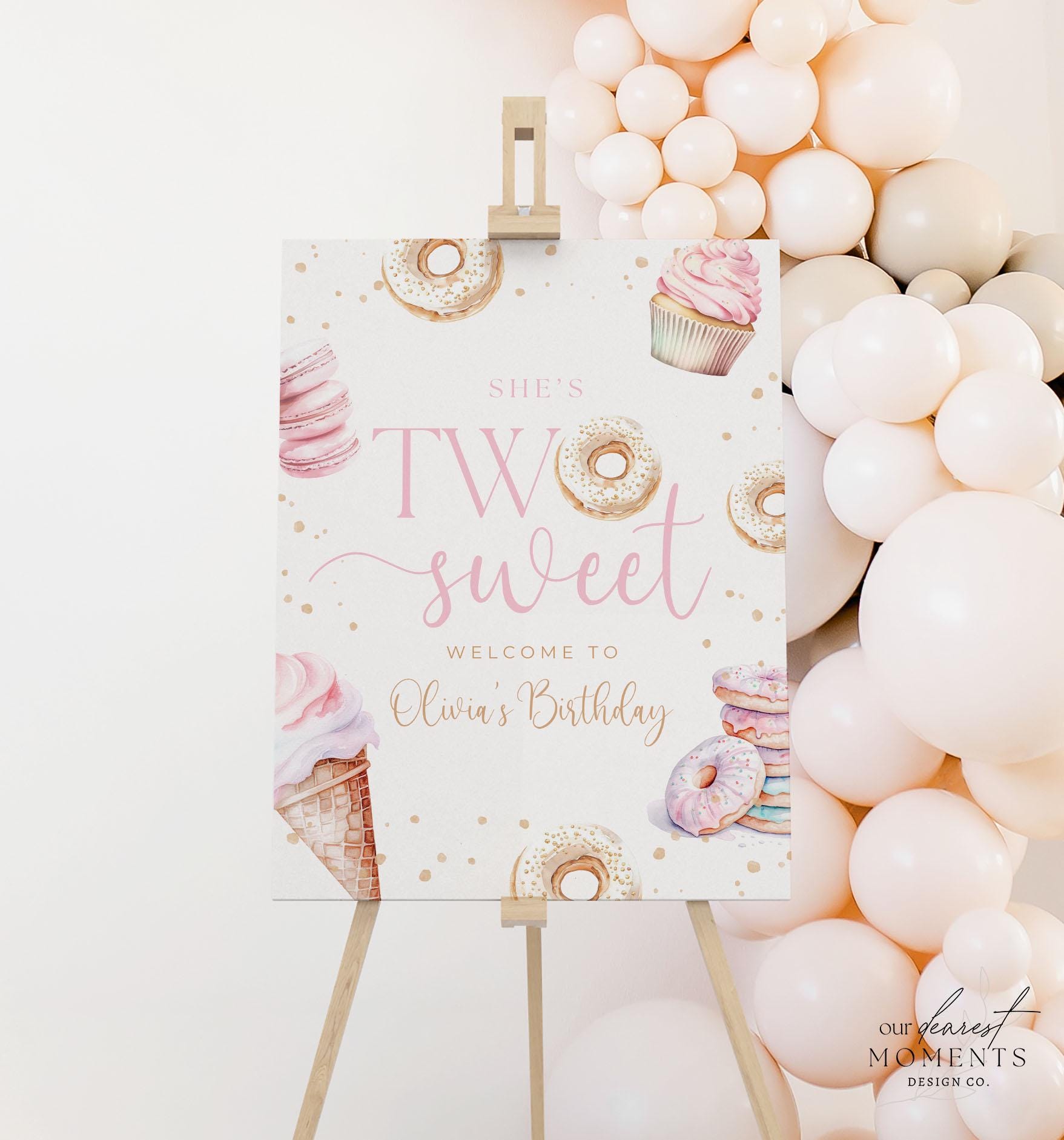 EDITABLE Two Sweet Birthday Bundle Second Birthday Girl Party Package ...