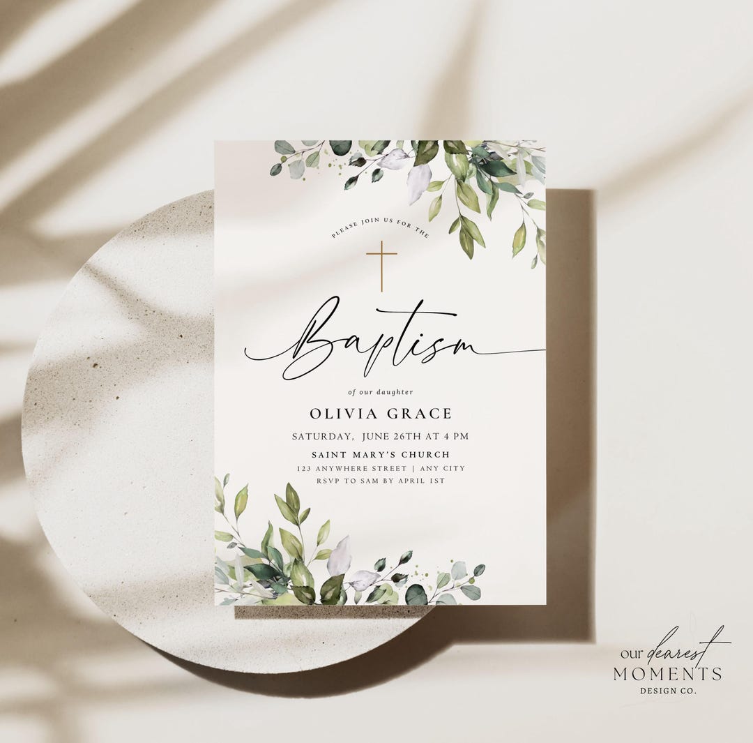 Baptism Invitation Template Christening Invitation Minimalist Baptism ...