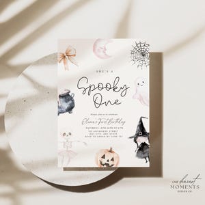 Editable Spooky One First Birthday Invitation Halloween Girl 1st ...
