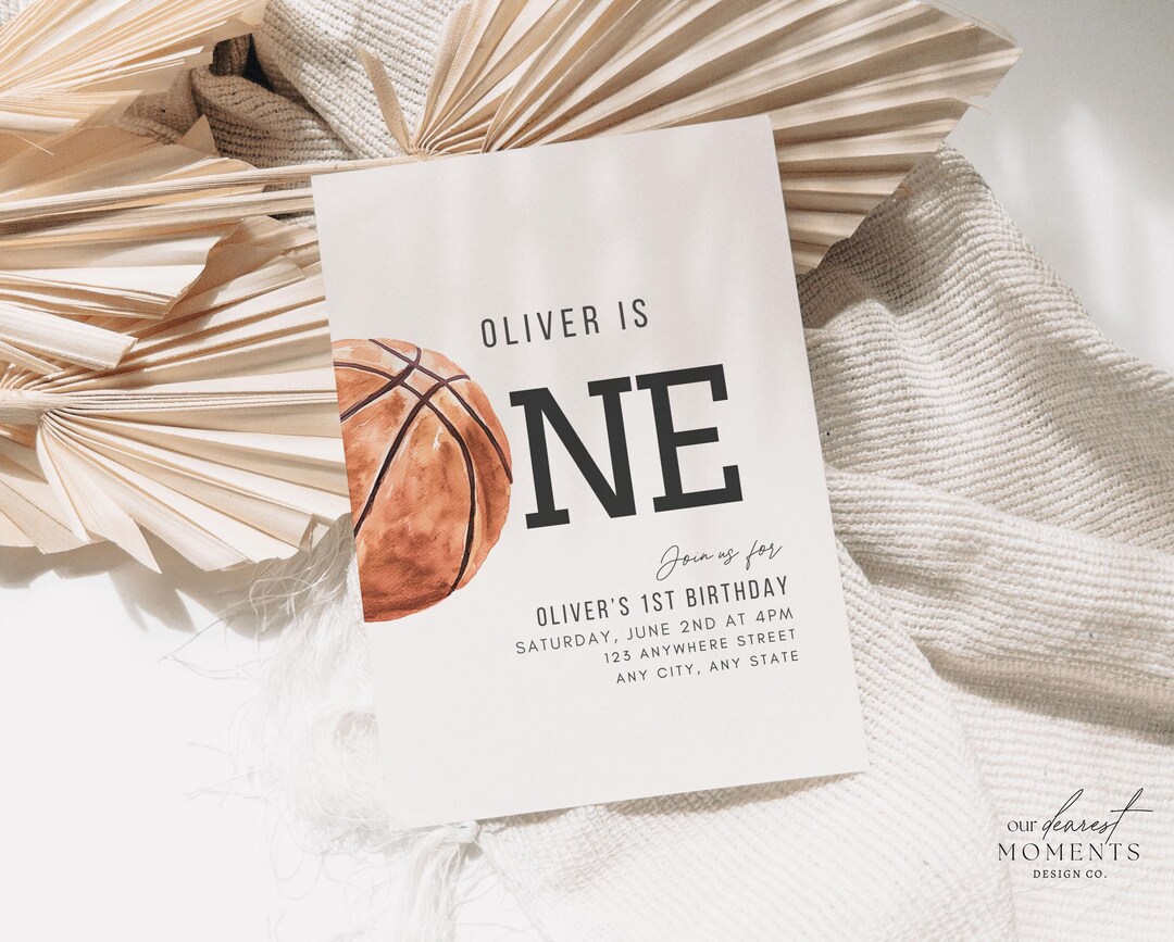 Editable Rookie Year Basketball First Birthday Invitation Digital ...