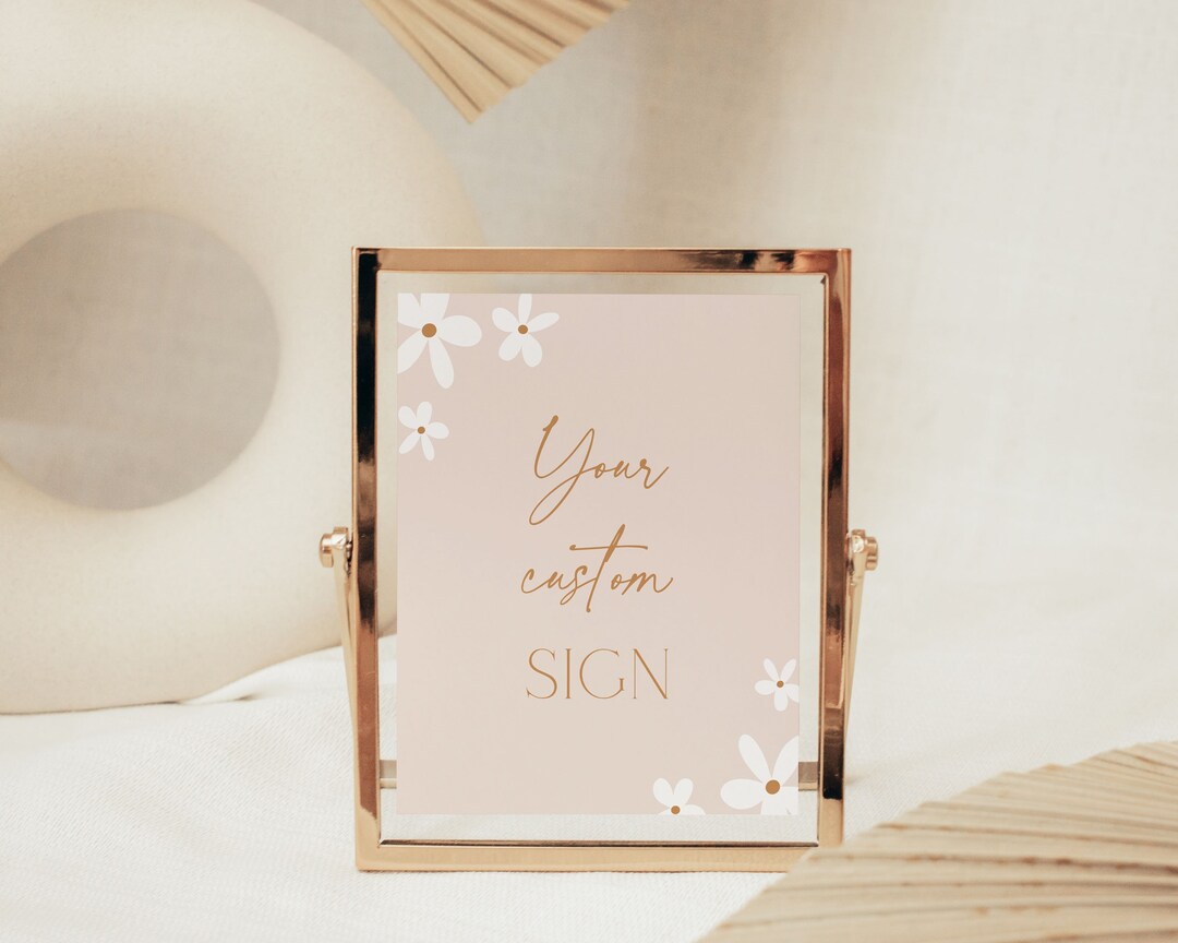 Editable Boho Daisy Birthday Table Sign, Customizable Sign for 1st ...