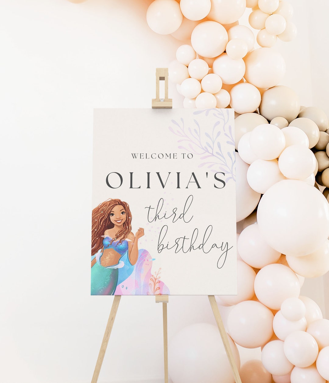 Self-editable 18x24 Ariel Little Mermaid Welcome Sign Party - Etsy