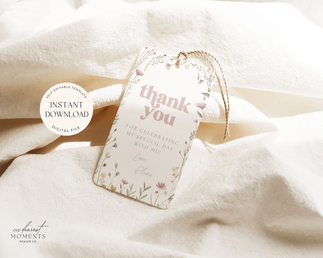 Birthday Party Favor Tag Wildflower Birthday Boho Wild One Goodie Bag ...