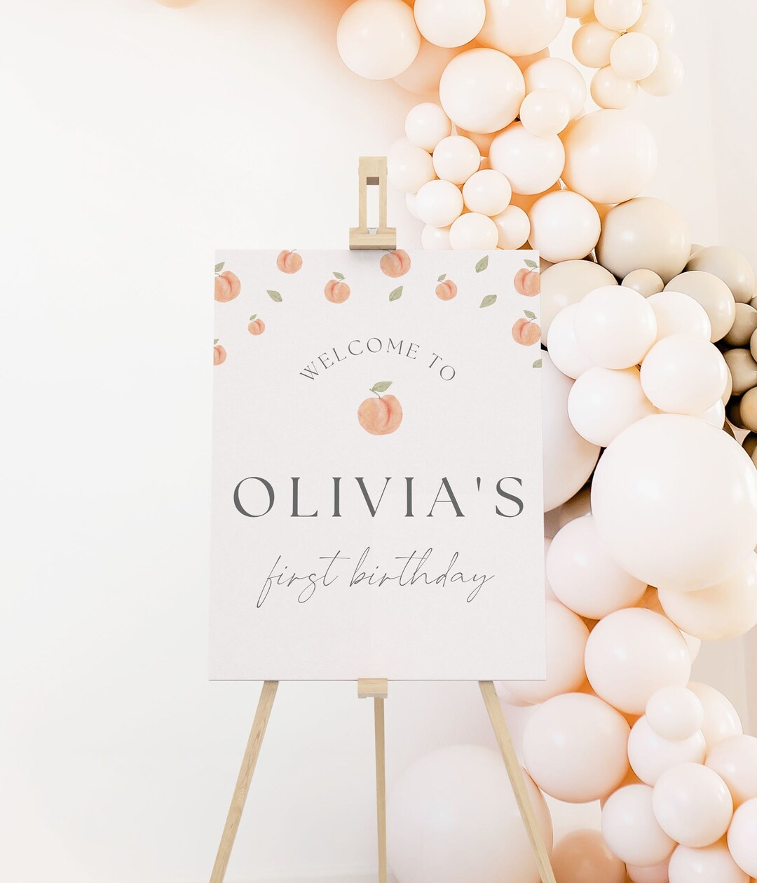 Self-editable 18 X 24 One Sweet Peach First Birthday Welcome Sign Party ...