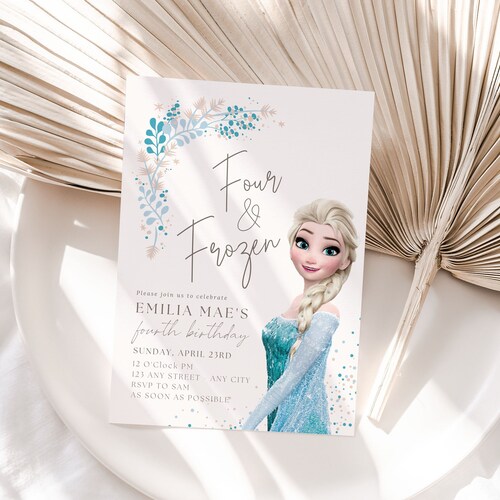 Self-editable 5x7 Frozen Fourth Birthday Invitation 4th Party - Etsy